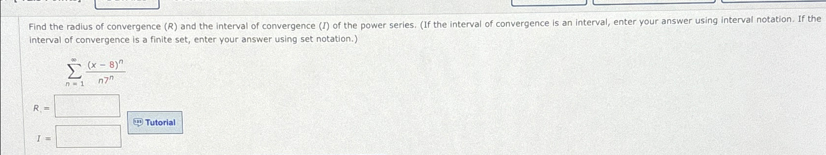 Solved interval of convergence is a finite set, enter your | Chegg.com
