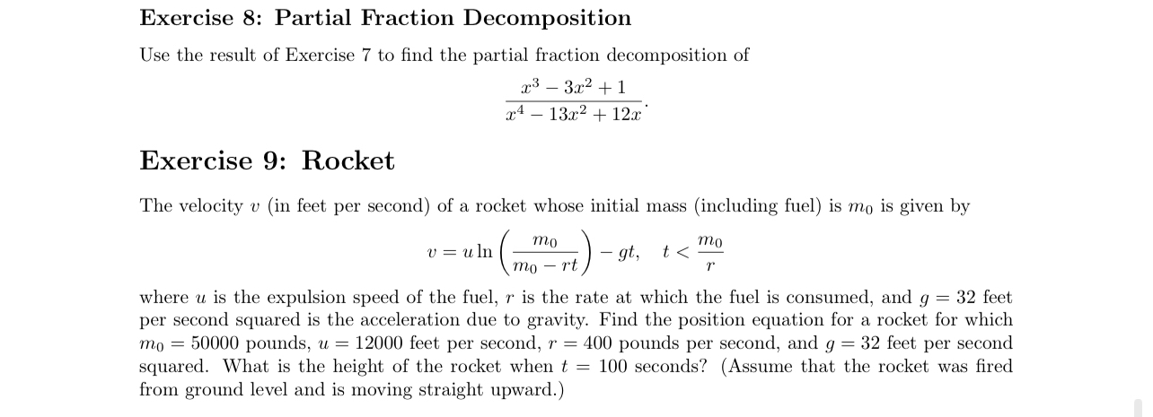 Solved Exercise 8: Partial Fraction DecompositionUse the | Chegg.com