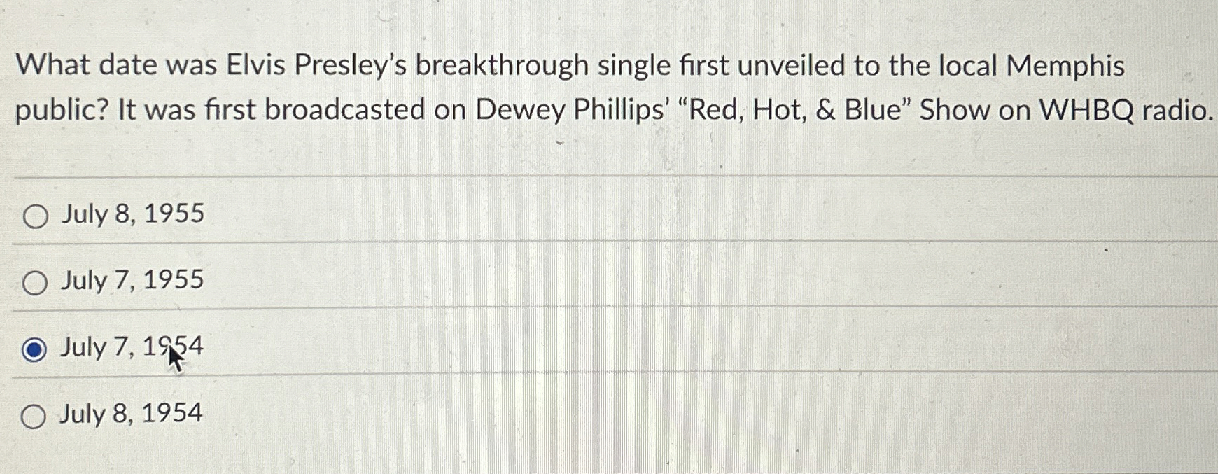 Solved What date was Elvis Presley's breakthrough single | Chegg.com