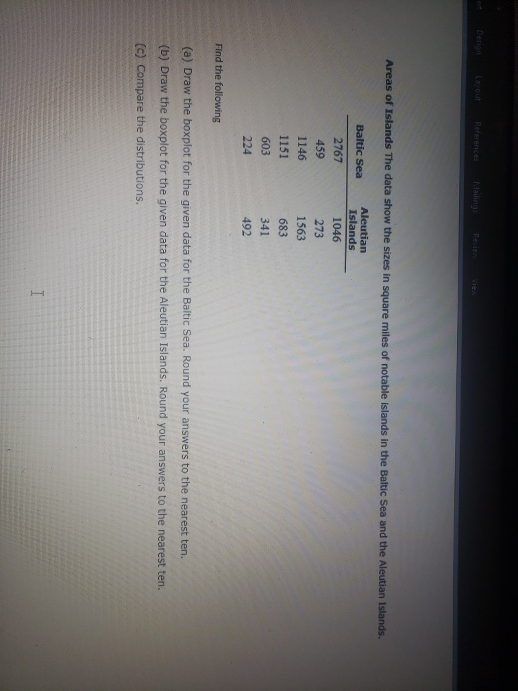 Solved Design Layout References Mailings Review View Areas | Chegg.com