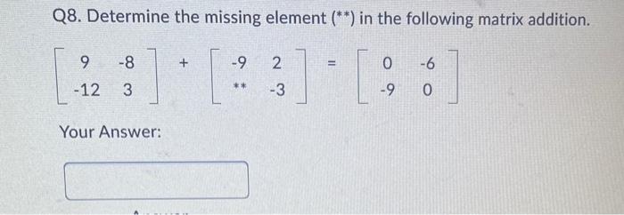 Solved Q8. Determine the missing element (∗∗) in the | Chegg.com