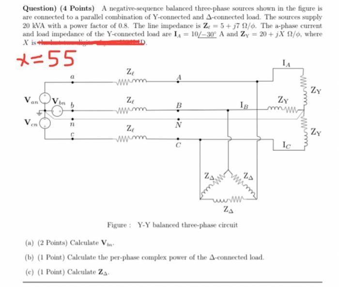 Solved Question) (4 Points) A negative-sequence balanced | Chegg.com