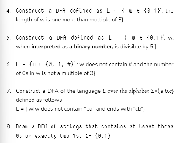 Solved Kindly please just draw the correct DFA for these 4 | Chegg.com