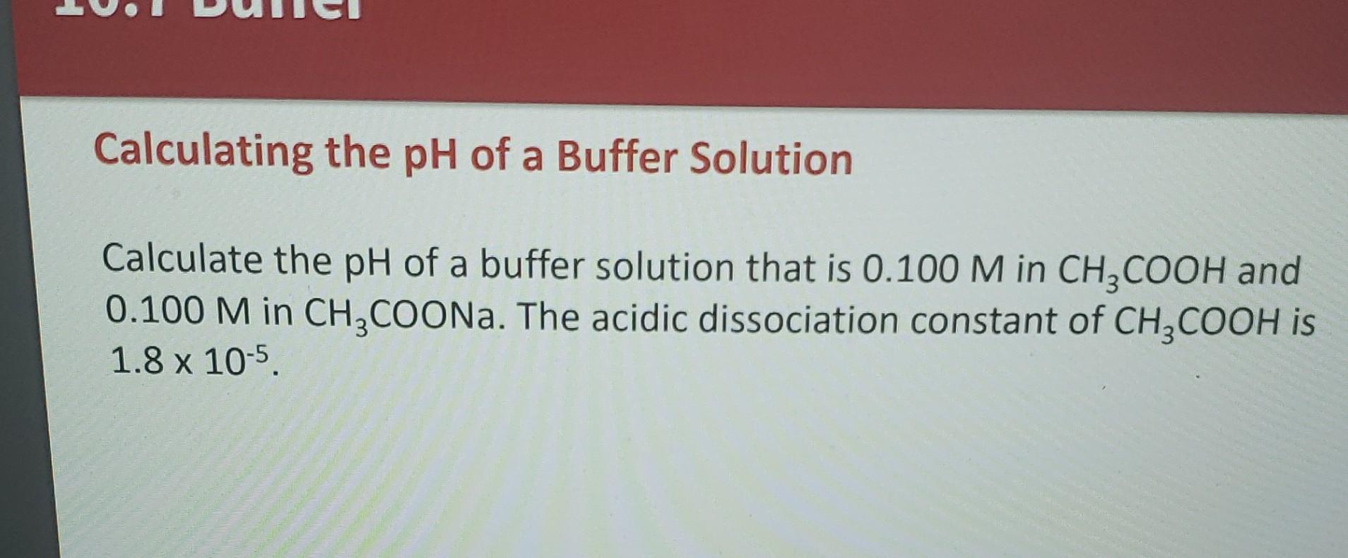 Solved Calculating the \\( \\mathrm{pH} \\) of a Buffer | Chegg.com