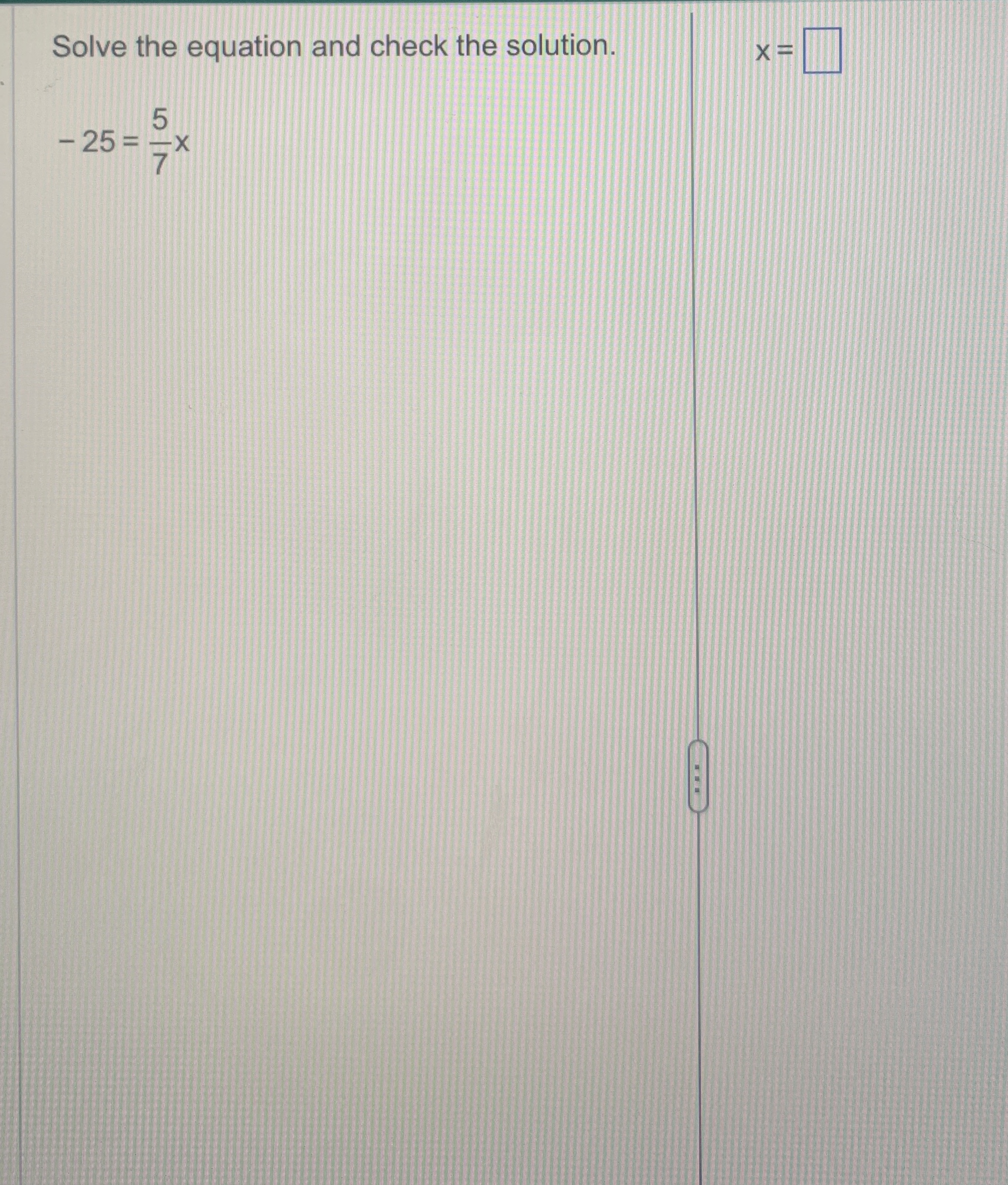 Solved Solve the equation and check the solution. ﻿Solve the | Chegg.com