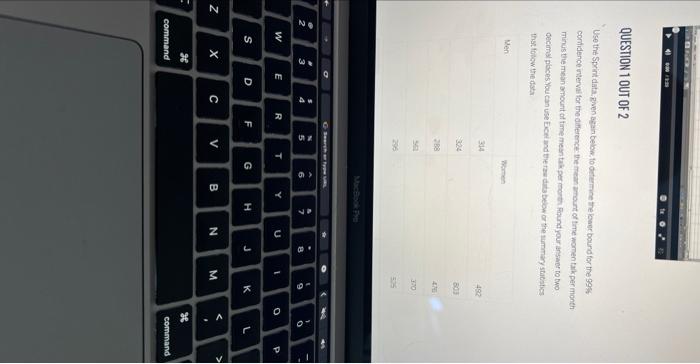 Solved QUESTION 1 OUT OF 2 Use thit Sprint data, given agan | Chegg.com