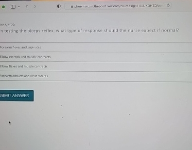 Solved ons of 20n testing the biceps reflex, what type of | Chegg.com