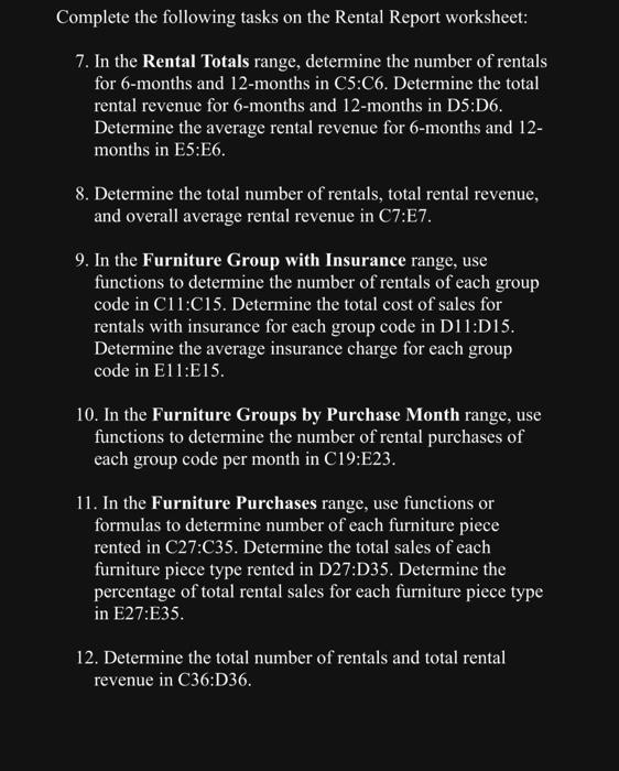 Complete the following tasks on the Rental Report | Chegg.com