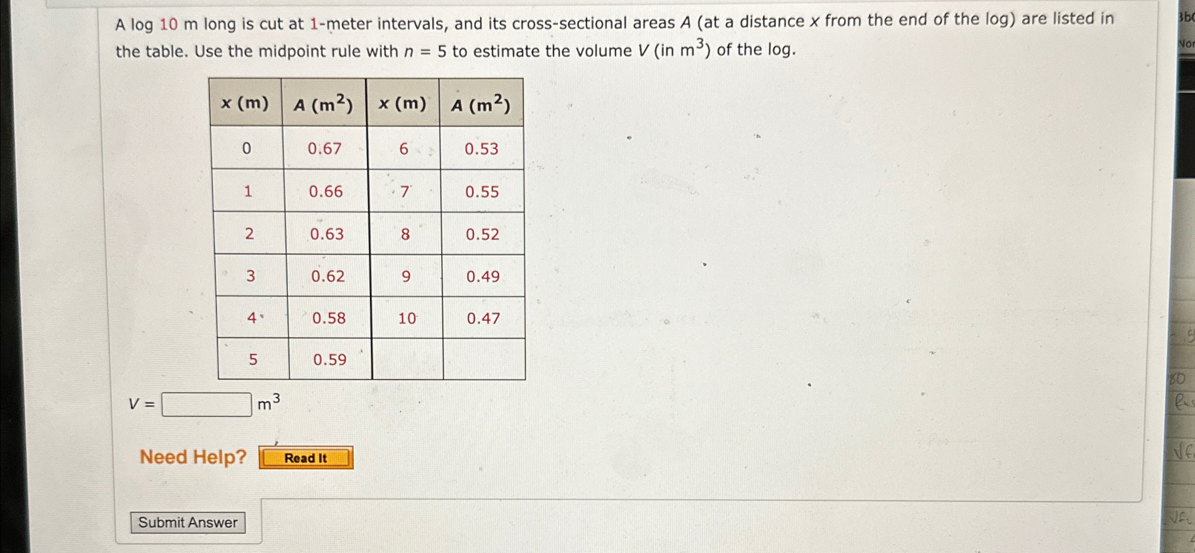 Solved A log10m ﻿long is cut at 1 -meter intervals, and its | Chegg.com