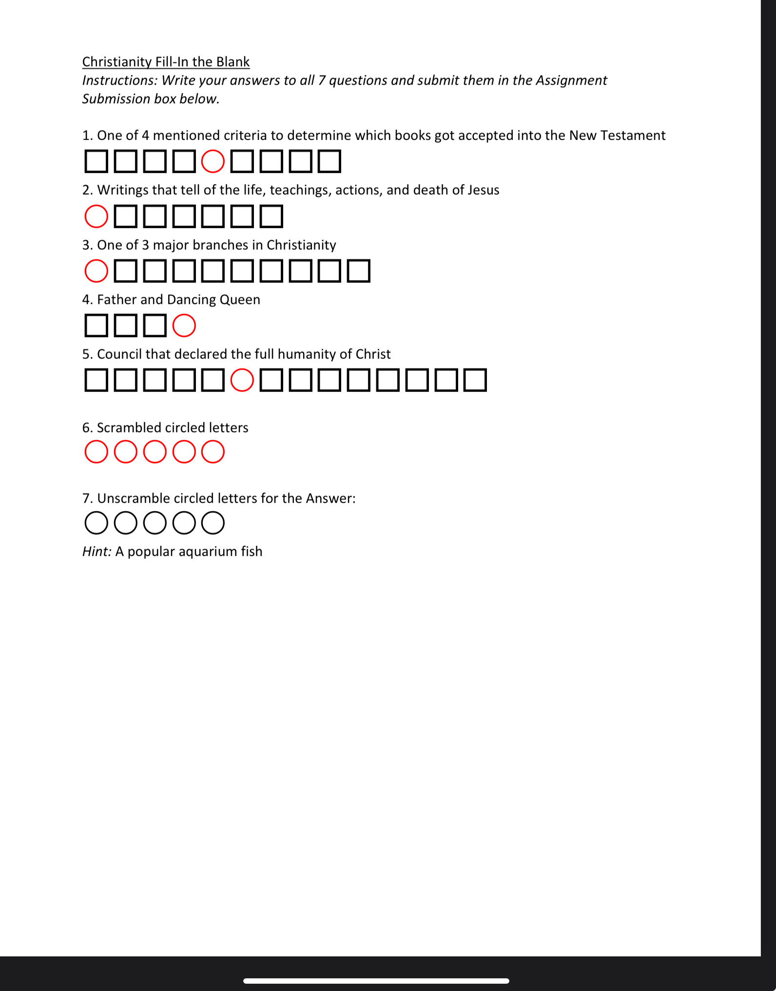 Solved Christianity Fill-In the BlankInstructions: Write | Chegg.com