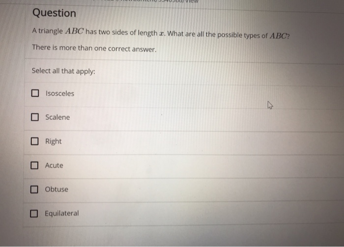 Solved HUNCH JJHUJUU View Question A triangle ABC has two | Chegg.com