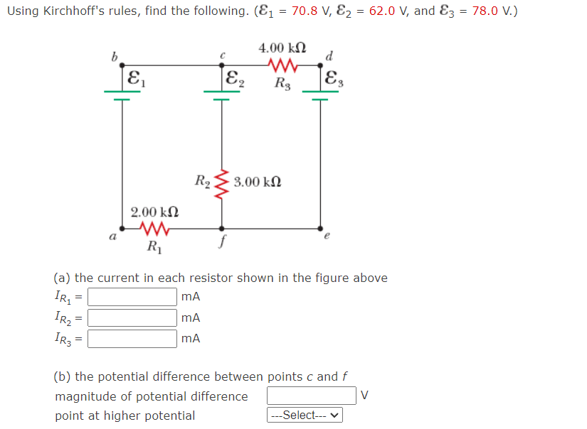 Solved Using Kirchhoff's rules, find the following. | Chegg.com