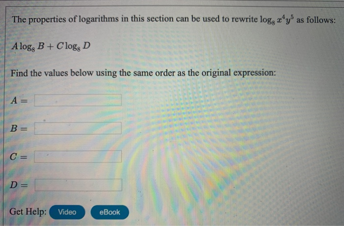 Solved The properties of logarithms in this section can be | Chegg.com