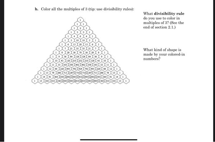 Solved 23. Coloring Multiples in Pascal's Triangle a. Color | Chegg.com
