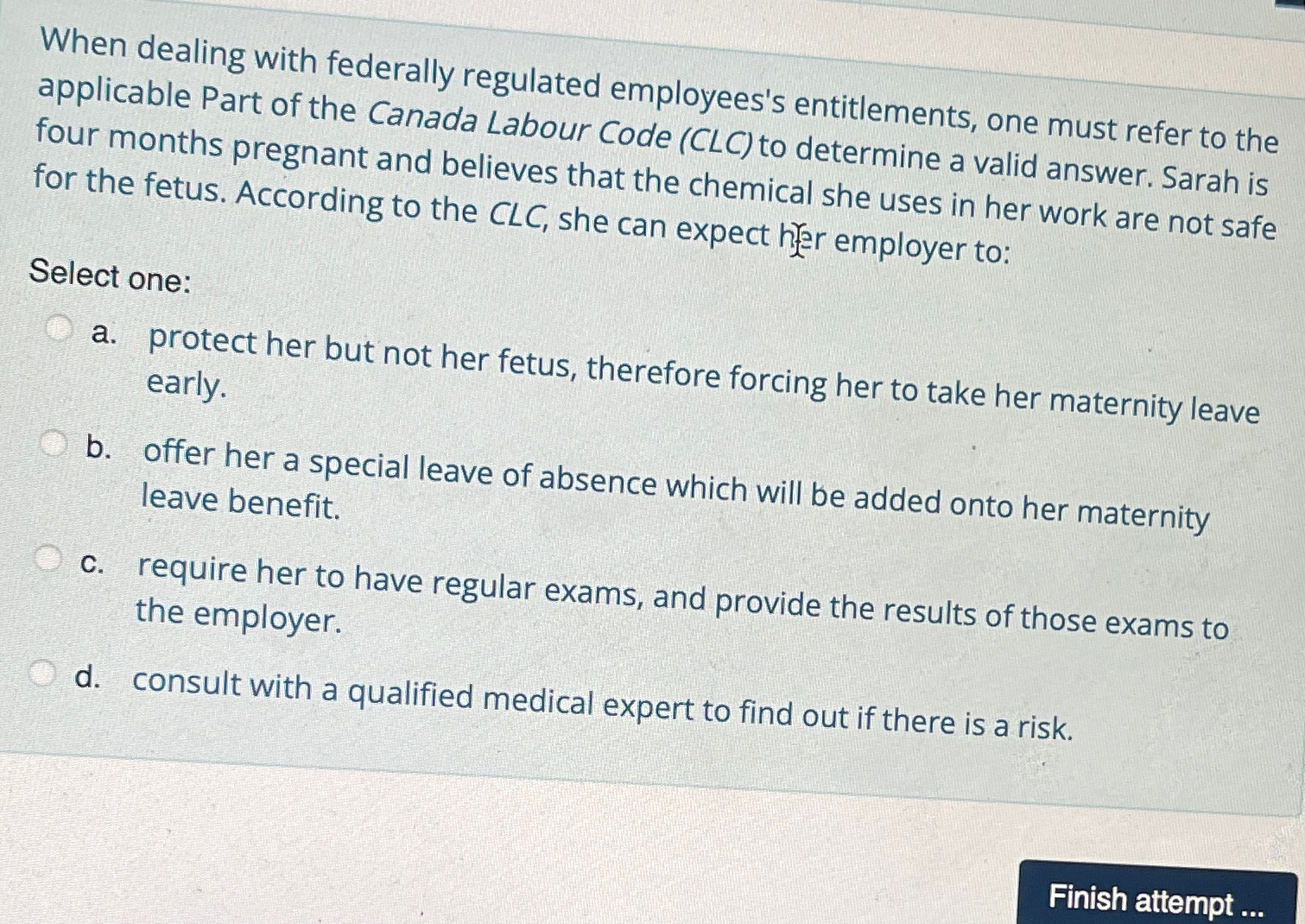 Solved When dealing with federally regulated employees's | Chegg.com