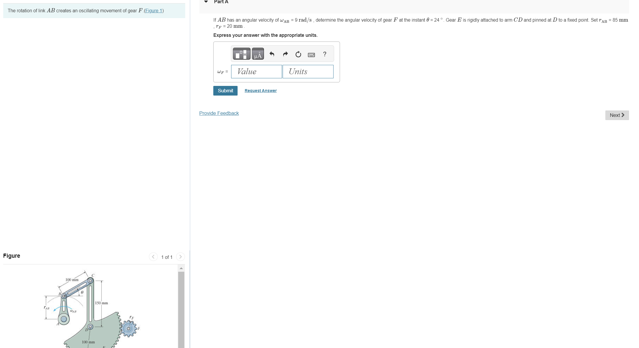 Solved The Rotation Of Link Ab ﻿creates An Oscillating