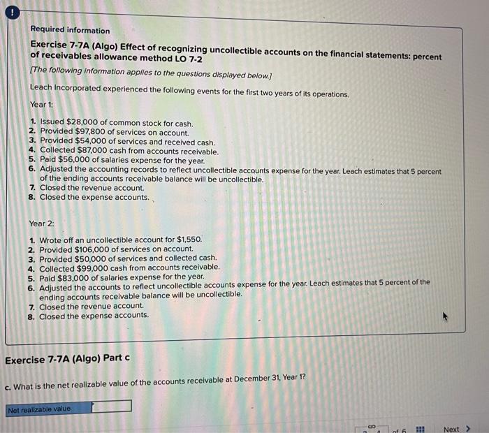 Solved Exercise 7-7A (Algo) Effect of recognizing | Chegg.com