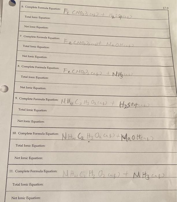 Solved Total Ionic Equation: Net Ionic Equation: 7. Complete | Chegg.com