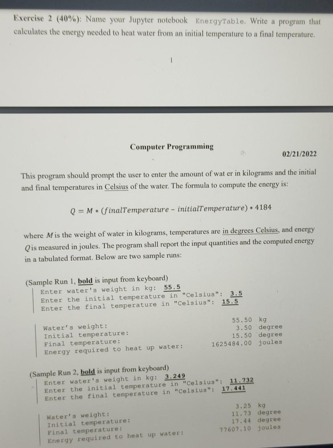 Solved Exercise 2 (40%): Name your Jupyter notebook | Chegg.com