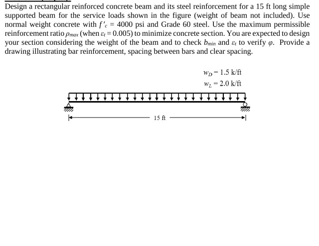 Solved Design a rectangular reinforced concrete beam and its | Chegg.com