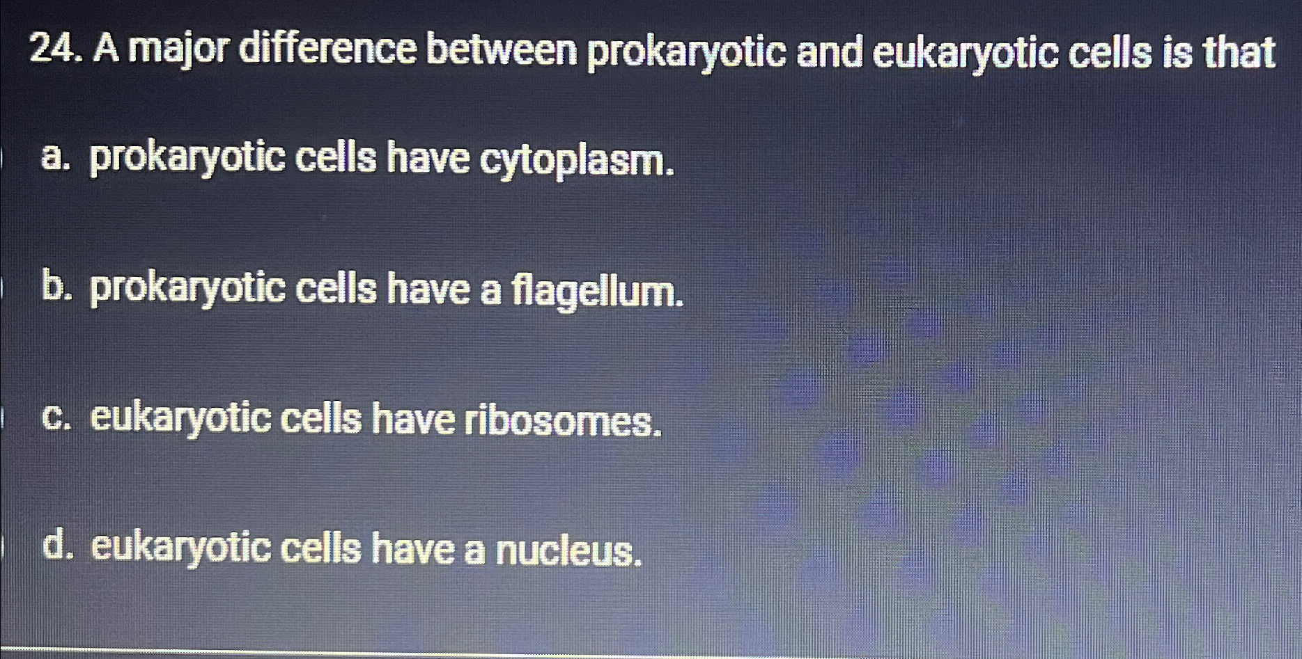 Solved A major difference between prokaryotic and eukaryotic | Chegg.com