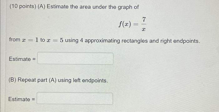 Solved (10 points) (A) Estimate the area under the graph of | Chegg.com
