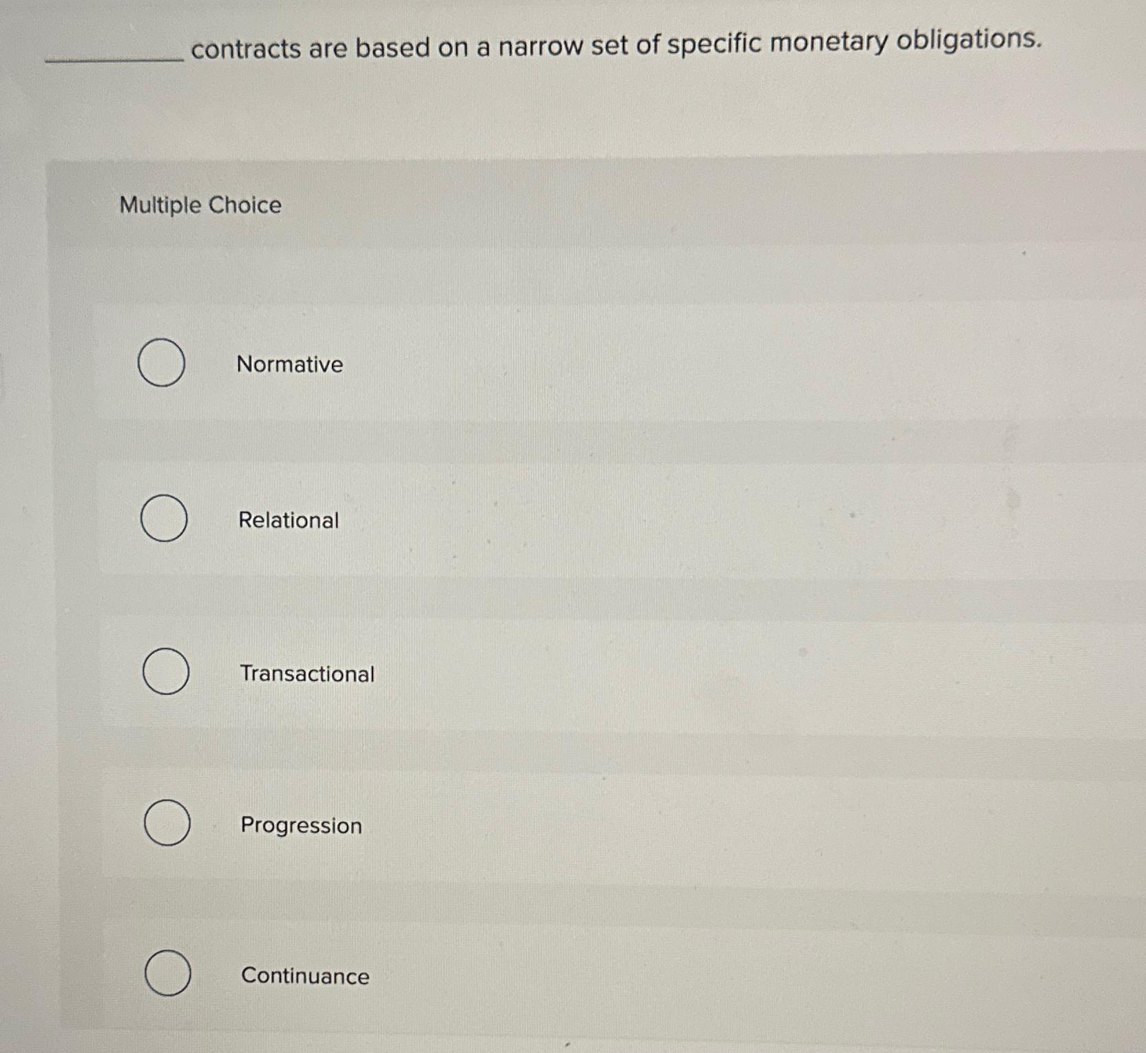 Solved contracts are based on a narrow set of specific | Chegg.com