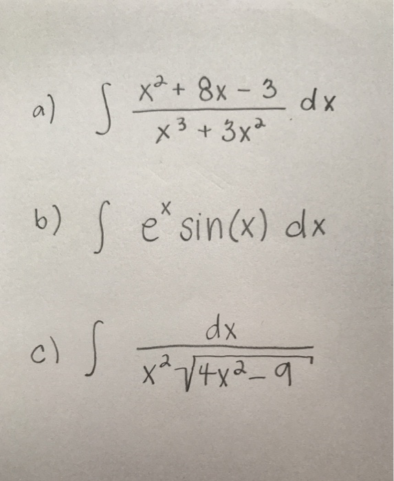 Solved Evaluate the following integrals: a. (x^2 + 8x - 3) / | Chegg.com