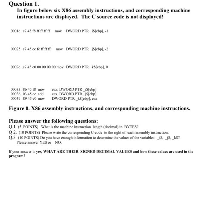 Question 1. In figure below six X86 assembly | Chegg.com