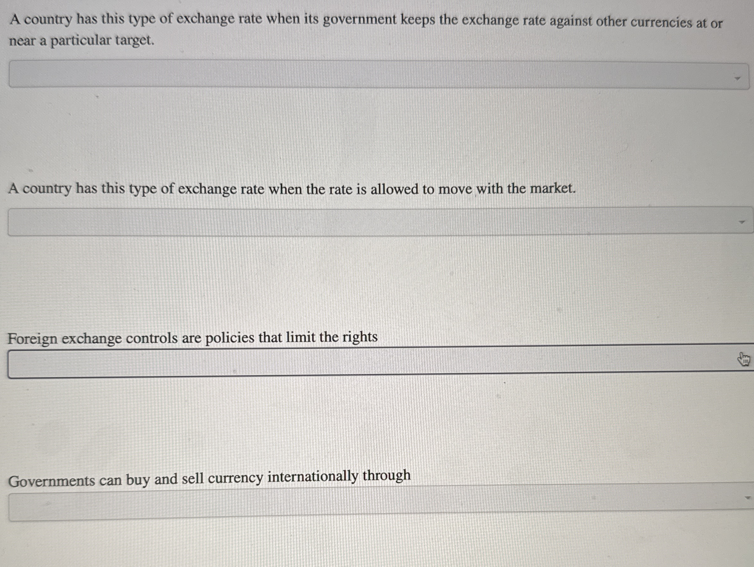 Solved A country has this type of exchange rate when its | Chegg.com