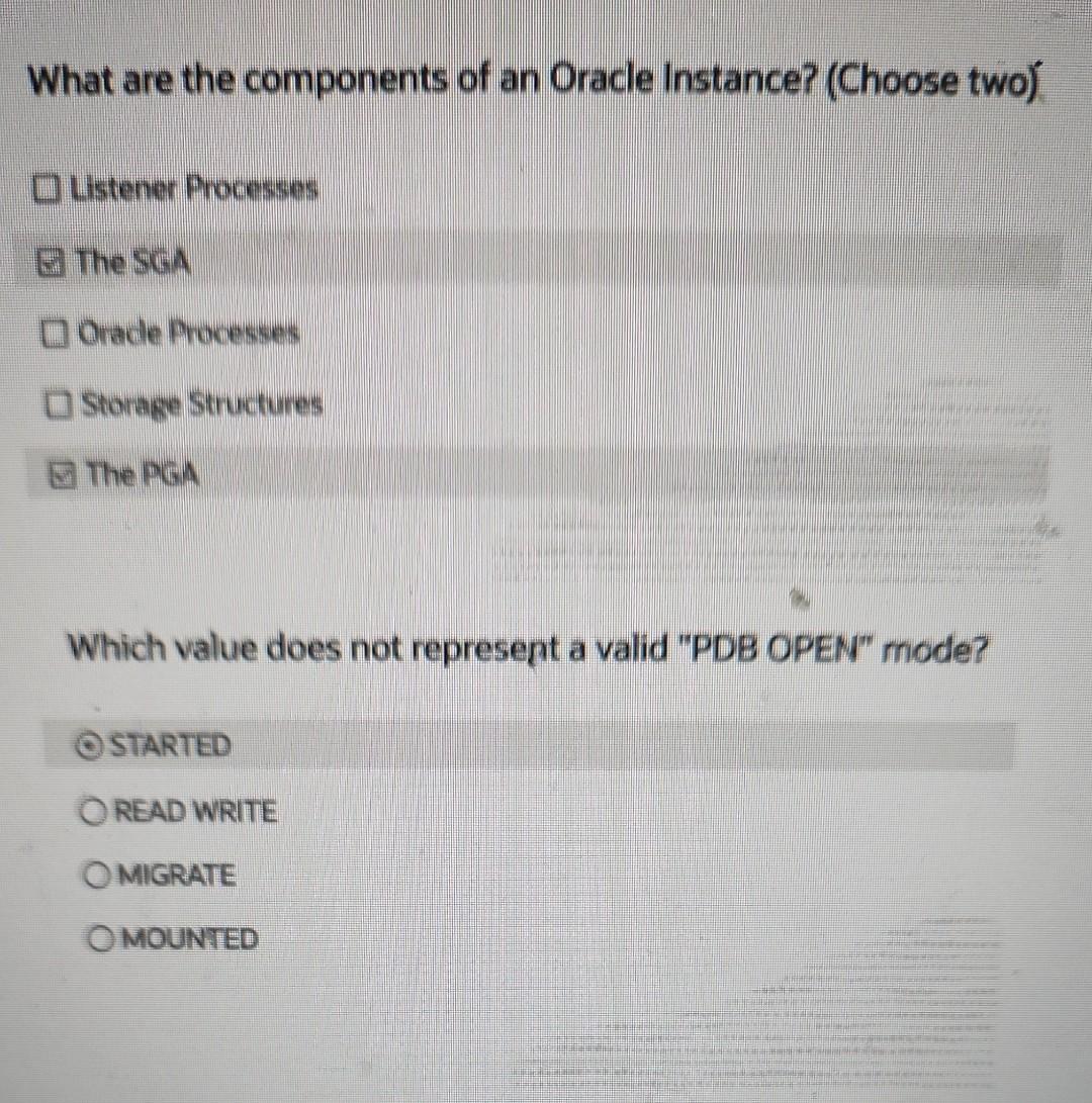 Solved What are the components of an Oracle Instance? | Chegg.com