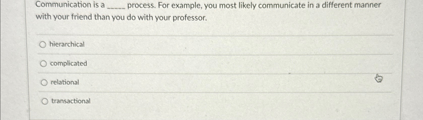 Solved Communication is a process. For example, you most | Chegg.com