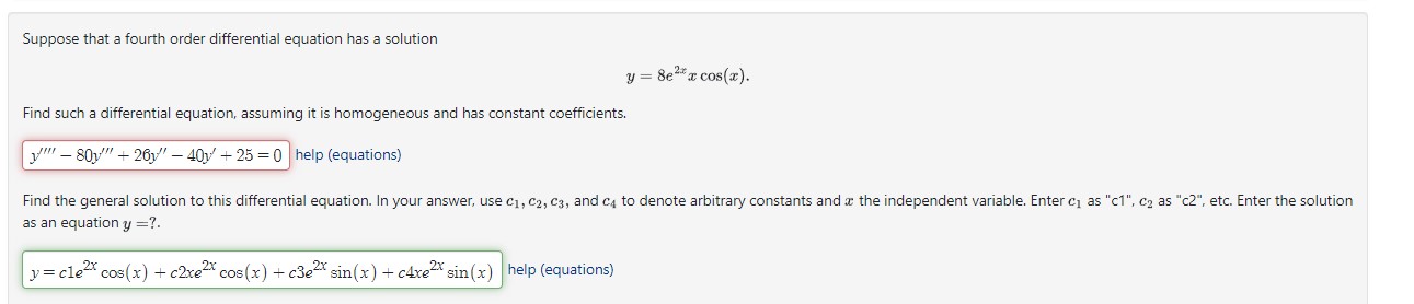 Solved Suppose that a fourth order differential equation has | Chegg.com