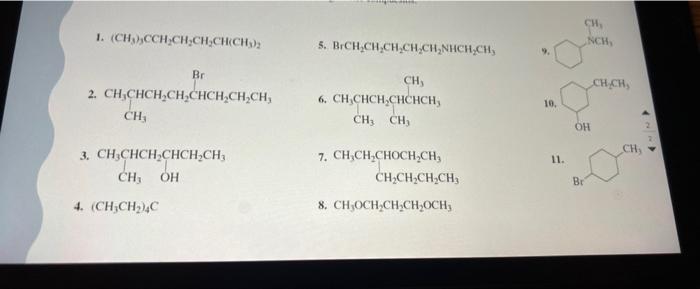 Solved 1. (CH3)3CCH2CH2CH2CH((CH3)2 5. | Chegg.com
