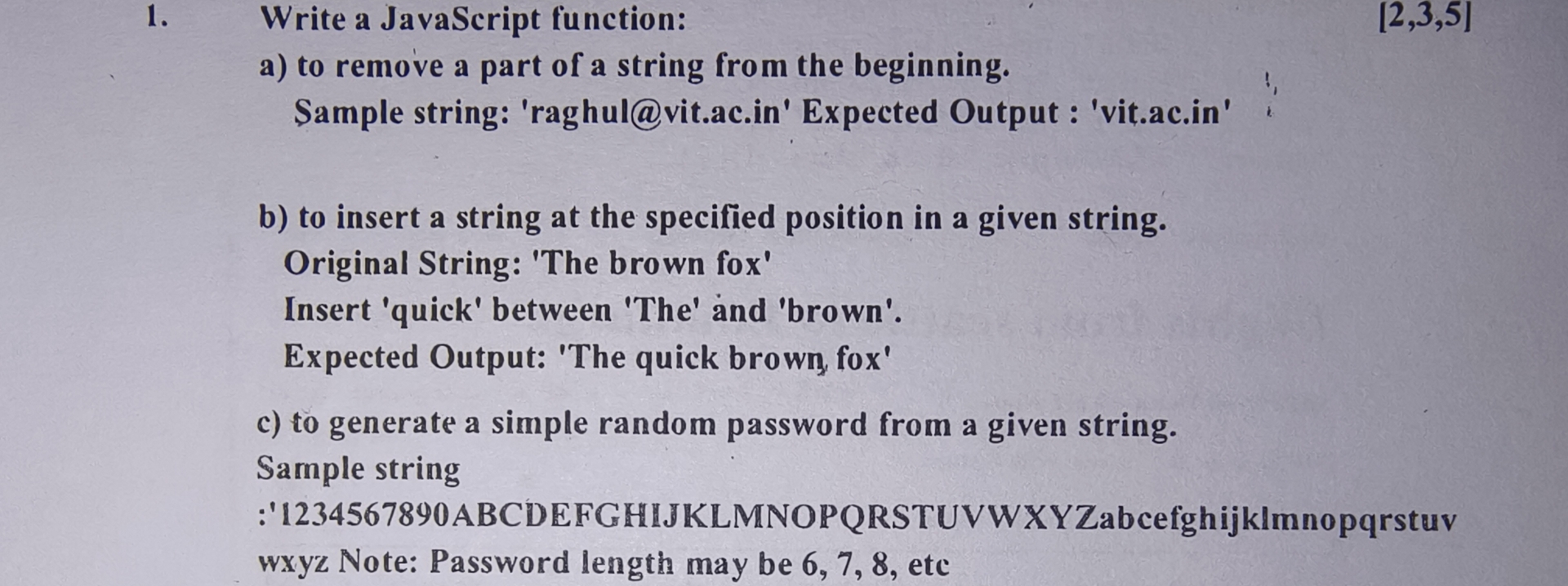 Solved Write a JavaScript function:2,3,5a) ﻿to remove a part | Chegg.com