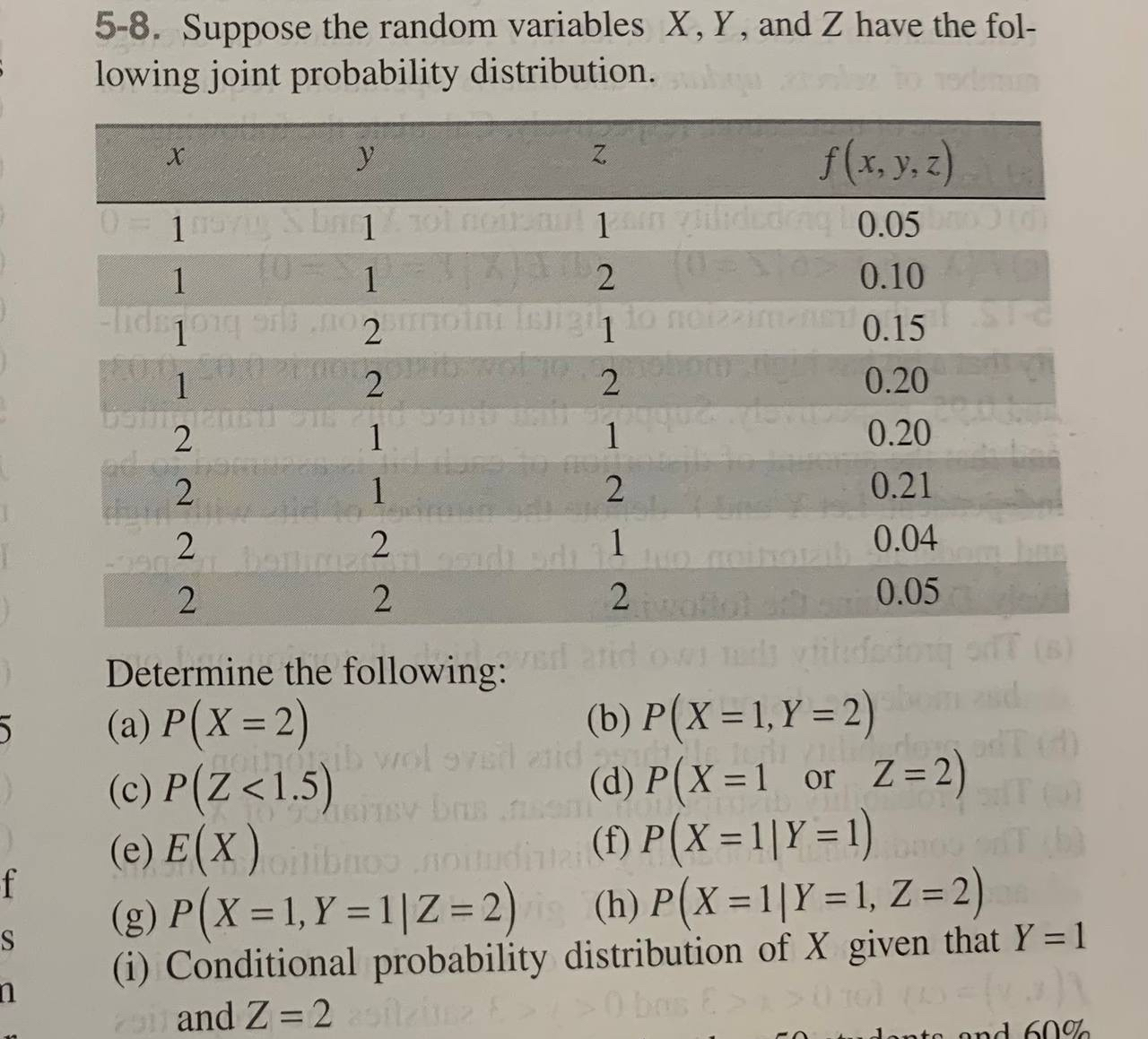 Solved 5-8. ﻿Suppose the random variables x,Y, ﻿and Z ﻿have | Chegg.com