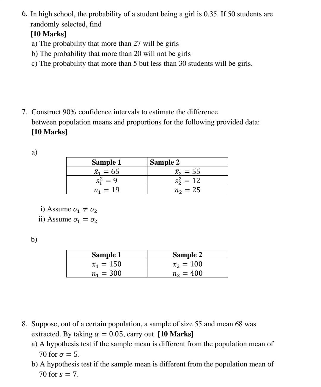 Solved 6. In high school, the probability of a student being | Chegg.com