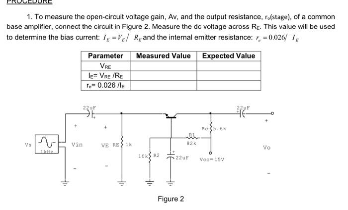 Solved 1. To measure the open-circuit voltage gain, Av, and | Chegg.com