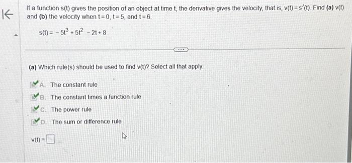 Solved K If a function s(t) gives the position of an object | Chegg.com