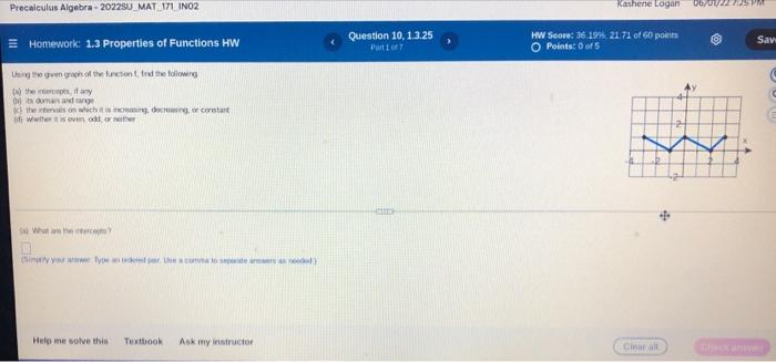 Solved Precalculus Algebra - 2022SU MAT 171 IN02 Homework: | Chegg.com