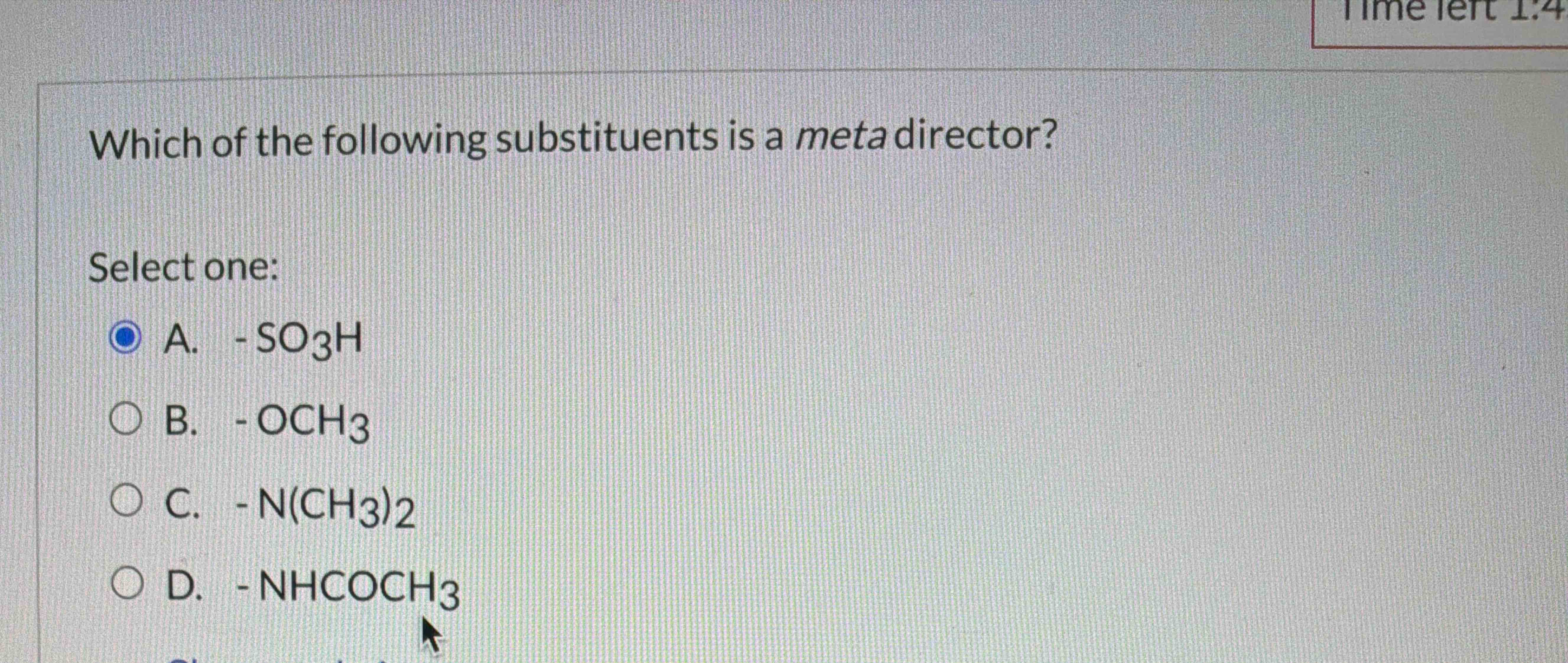 Solved Which of ﻿the following substituents is ﻿a meta | Chegg.com