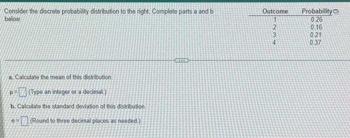 Solved Consider the discrete probability distribution to the | Chegg.com