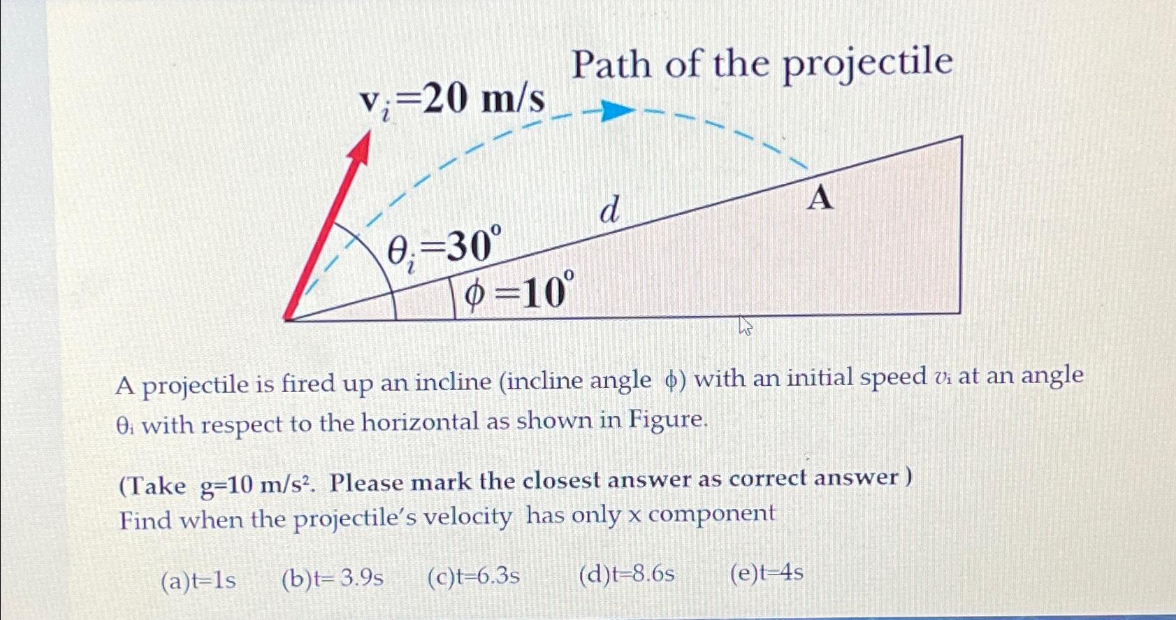 Solved Path of the projectileA projectile is fired up an | Chegg.com
