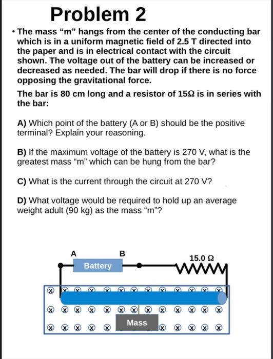 Solved - The mass " m " hangs from the center of the | Chegg.com