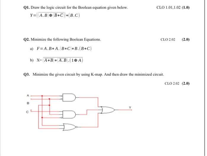 Solved Q1. Draw the logic circuit for the Boolean equation | Chegg.com