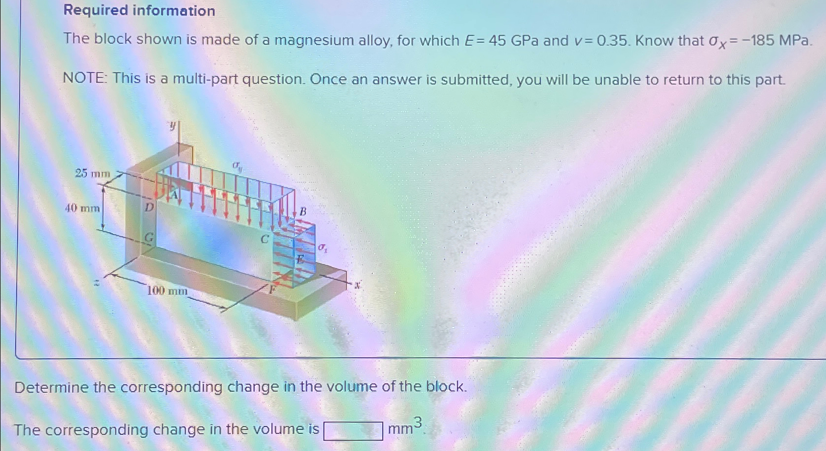 Solved Required informationThe block shown is made of a | Chegg.com