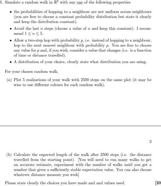 Solved 3. Simulate a random walk in RP with any one of the | Chegg.com