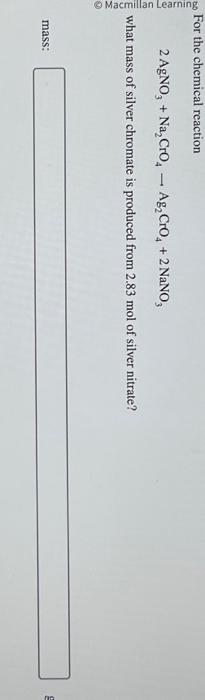 For the chemical reaction | Chegg.com