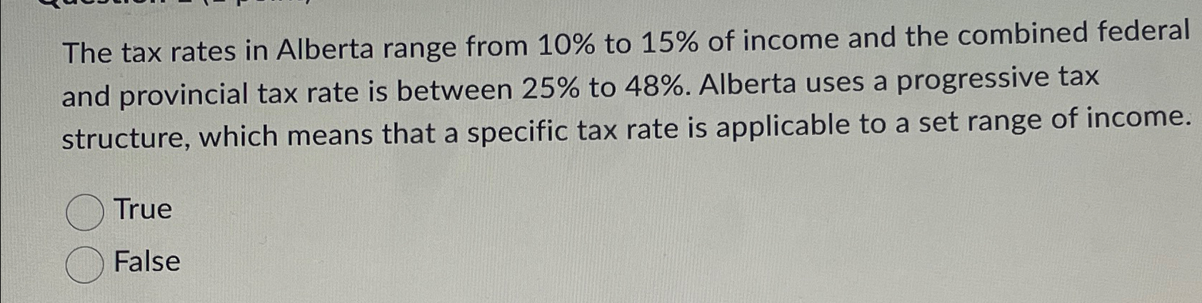 Solved The tax rates in Alberta range from 10% ﻿to 15% ﻿of | Chegg.com