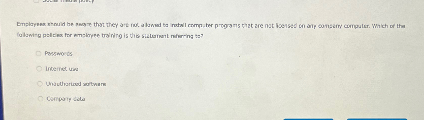 Solved Employees should be aware that they are not allowed | Chegg.com